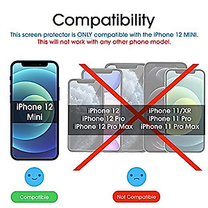 amFilm Glass Screen Protector Compatible with iPhone 12 Mini 5.4" Display, 2020, with Easy Installation Tray, Tempered Glass, 3 Pack