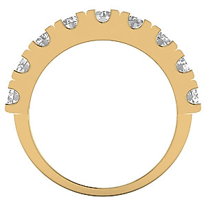 1.44 Carat Round Cut Zircon 14k Yellow Gold Stackable Designer Art Deco Everlasting Danity Statement Ring Band Sz 7.5