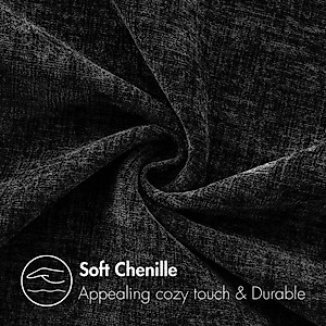 MIULEE Halloween Pack of 2 Couch Throw Pillow Covers 20x20 Inch Soft Black Chenille Pillow Covers for Sofa Living Room Solid Dyed Pillow Cases