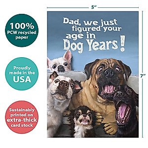 Tree-Free Greetings - Humorous Birthday Cards for Dad - Artful Designs - 1 Card + Matching Envelopes - Made in USA - 100% Recycled Paper - 5"x7" - Dog Years (GO61443)