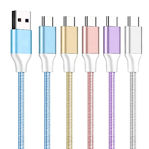 USB C Cable,3/3/6/6/10FT 5pack Charging Cable USB C 3.1A Fast Charging Cable Nylon Long USB Type C Cable for Samsung Galaxy S22 Ultra S21 S20 S10 S9 S8 Plus,Redmi,Sony Google Pixel