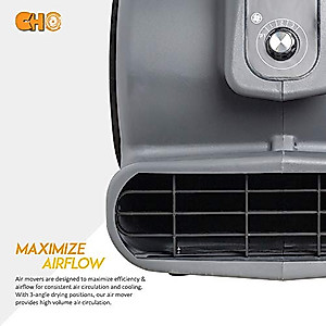 cho Air Mover Durable Lightweight Carpet Dryer Utility Blower Floor Fan for Janitorial Cleaner Home Commercial (Grey, 1 HP)