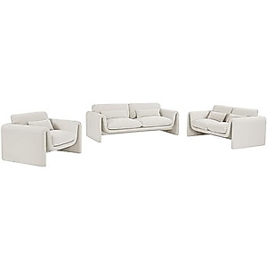 Meridian Furniture 198Cream-L Stylus Collection Modern | Contemporary Boucle Fabric Upholstered Loveseat with Rich Cream Boucle Fabric, Curved Arms, 64" W x 38" D x 31" H, Cream