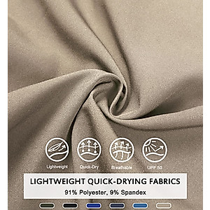 EXEKE Men's Quick Dry Running Shorts Lightweight Gym Workout Shorts with Zipper Pockets 252-3XL/Khaki 34-36