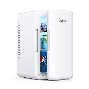 AstroAI Mini Fridge 2.0, 6 Liter/8 Cans Skincare Fridge 110V AC/ 12V DC Portable Thermoelectric Cooler and Warmer Refrigerators for Bedroom, Beverage, Cosmetics (Pearl)