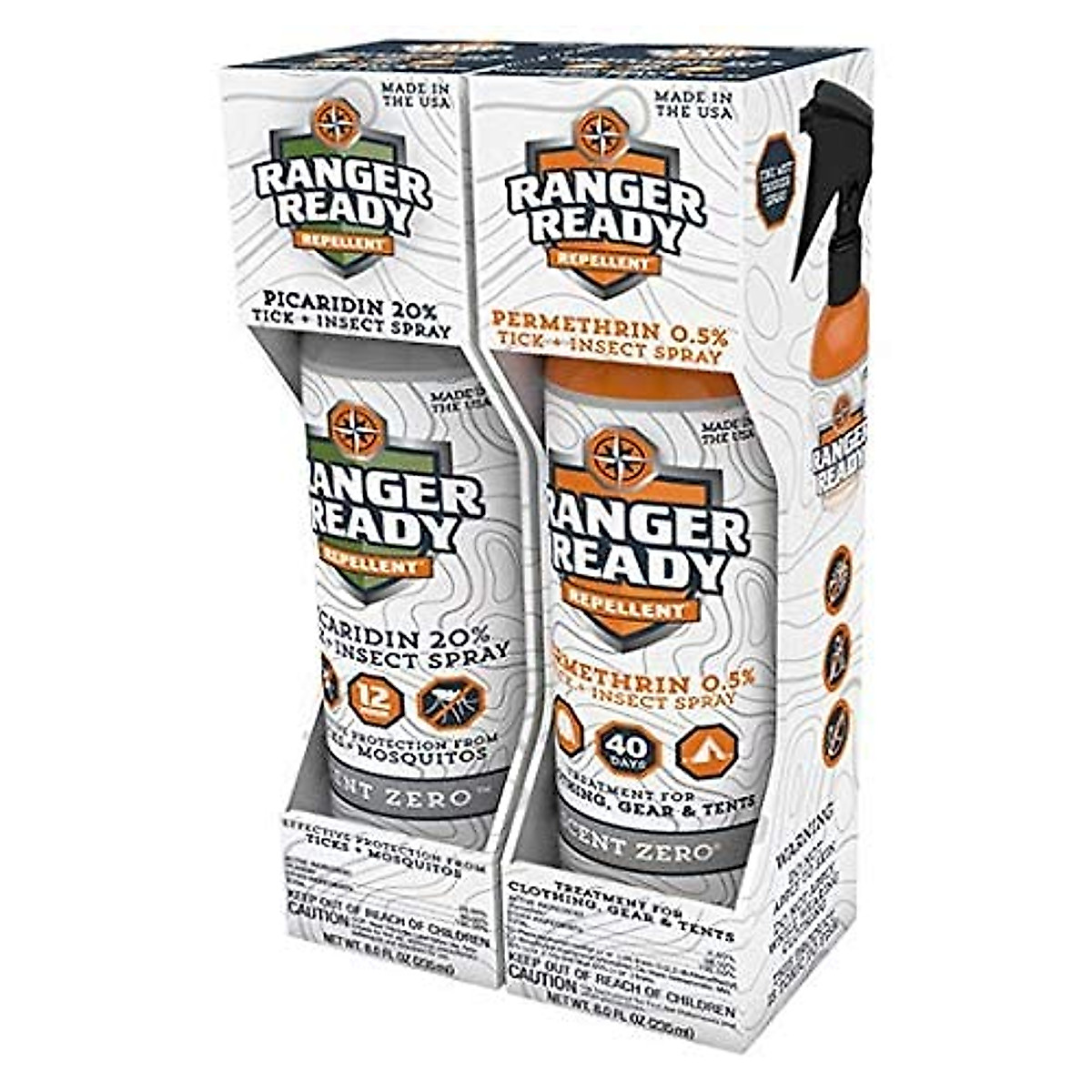 Ranger Ready Repellents P2Pak Permethrin + Picaridin Tick & Insect Repellent, Scent Zero, 8 Fl Oz. (Pack of 2)