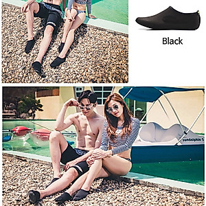 JIASUQI Quick Dry Pool Beach Athletic Aqua Water Shoes Socks for Women Men Black XL 8.5-10.5 Women,7-8 Men