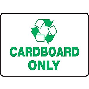 Accuform Signs MPLR557VS Adhesive Vinyl Recycle Sign, Legend "CARDBOARD ONLY" with Graphic, 7" Length x 10" Width x 0.004" Thickness, Green on White