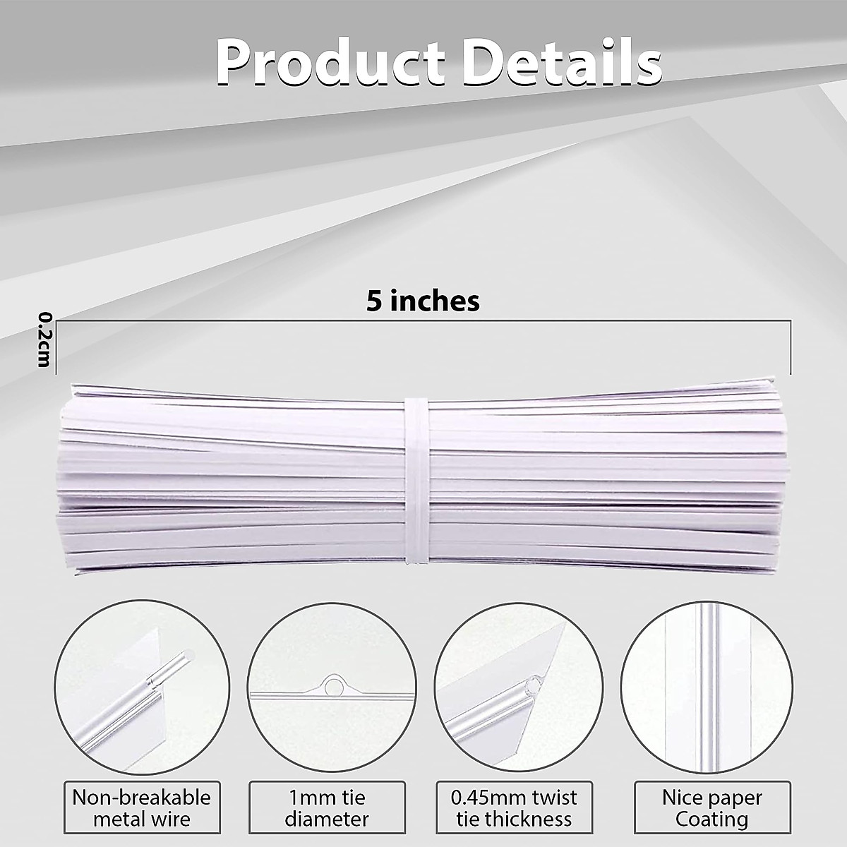500 Pieces 5" Reusable White Paper Bread Twist Ties, White Twist Ties Bag Ties Twist Ties for Bags Bread Wire Ties Reusable Twist Tie for Treat bags Party Cello Candy Bread Coffee Bags Cake Pops