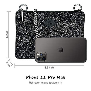 GM LIKKIE Crossbody Clutch Purse for Women, Glitter Evening Bag, Shoulder Wedding Handbag for Party (Black)