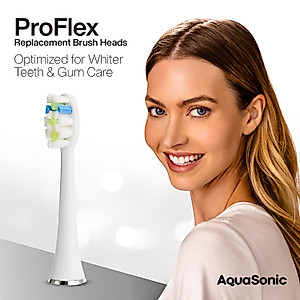 AquaSonic Duo PRO 8-Pack Replacement Brush Heads - Upgraded Proflex Brush Heads for Improved Plaque Removal - Genuine AquaSonic