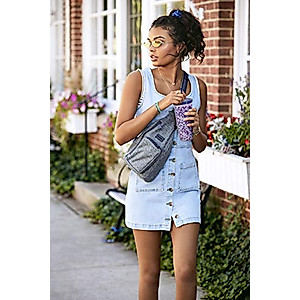 Vera Bradley Women's Recycled Lighten Up Reactive Mini Sling Backpack, Gray Heather, One Size