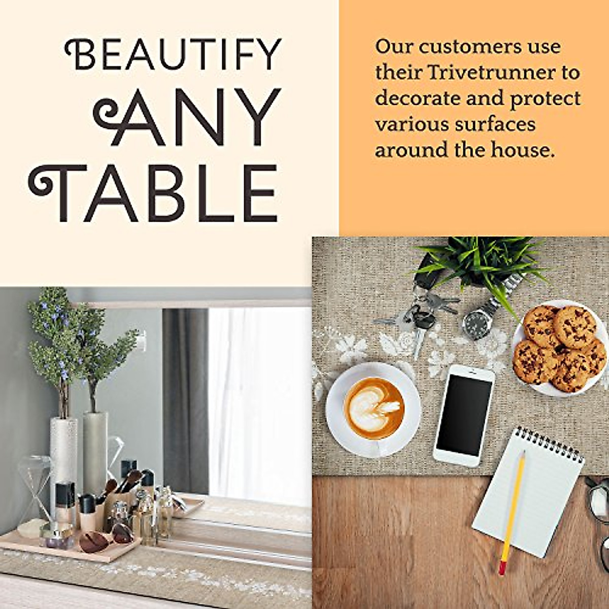 Anna Stay Table Runners - Trivet & Table Runner, Handles Heat Up to 300F, Anti Slip, Hand Washable, Convenient for Hot Dishes and Pots, Great as Jute Dresser Decor & Table Decor, Burlap Table Runners