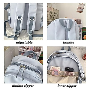 VTTDB Kawaii Backpack with Cute Accessories Casual Aesthetic Daypack Simple Laptop Bag Waterproof Travel Rucksack for Women (blue)