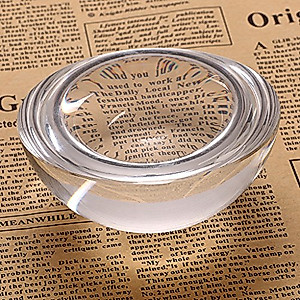OwnMy 4" Crystal Glass Magnifier, Glide Paperweight Magnifying Glass Dome, Crystal Half Ball Sphere Lens for Photography/Decoration, Reading Aid