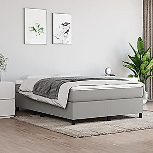 vidaXL Box Spring Bed with Mattress Home Bedroom Mattress Pad Double Bed Frame Base Foam Topper Furniture Light Gray 59.8"x79.9" Queen Fabric