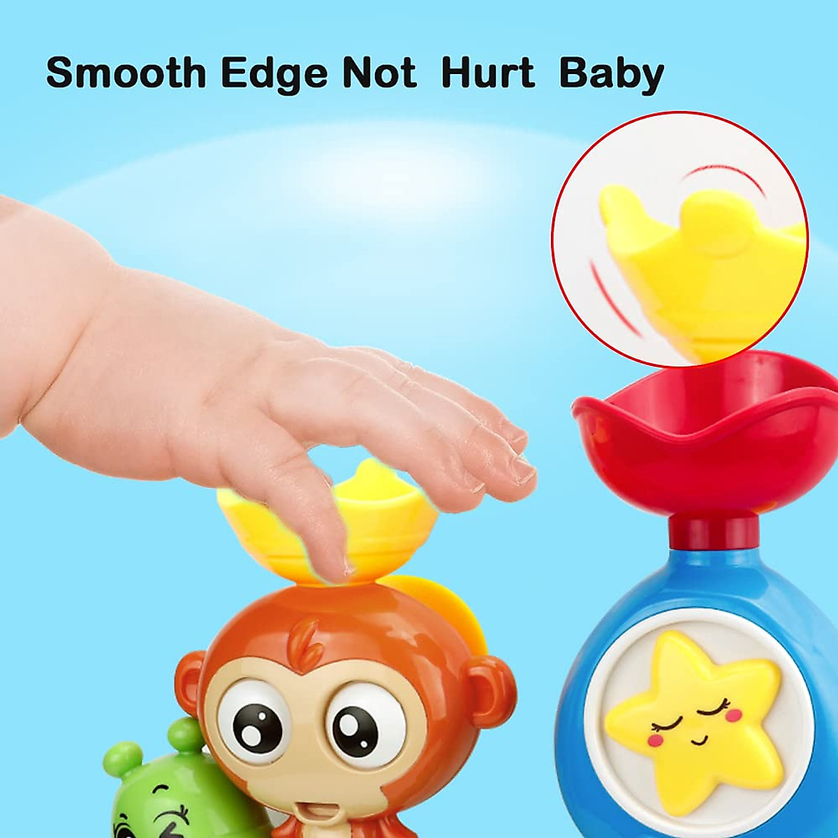 G-WACK Bath Toys for Toddlers Age 1 2 3 Year Old Girl Boy, Preschool New Born Baby Bathtub Water Toys, Durable Interactive Multicolored Infant Toy, Lovely Monkey Caterpillar,2 Strong Suction Cups