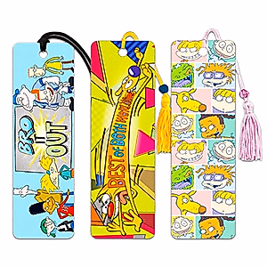 Nickelodeon Nicktoons Bookmark Bundle Retro Nickelodeon Merchandise - 3 Pack 90s Nickelodeon Office School Supplies Featuring Catdog, Rugrats, Hey Arnold