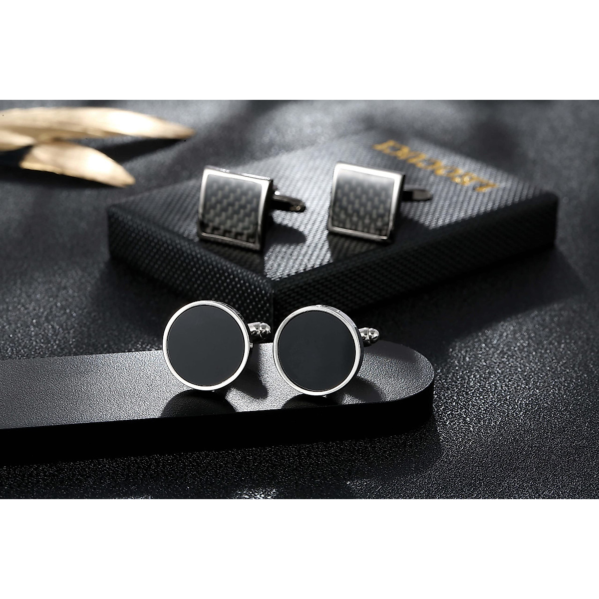 Tomovely 4 Pairs Cufflinks for Men Set Unique Cuff Links Mens Business Groom Gifts A