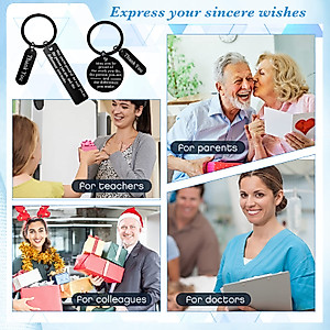 Yinkin 16 Pcs Employee Appreciation Gifts Bulk Thank You Gifts For Coworker Keychain for Office Christmas Favors (Black)