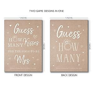 Your Main Event Prints Bridal Shower Games – Kraft Minimalist Style (How Many Kisses Game), Includes 1 5x7 Stand and 50 Guessing Cards