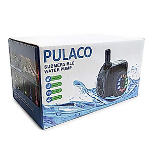 PULACO 10Watt 160GPH Submersible Fountain Pump wiht LED Light for Water Feature, Outdoor Pond, Aquarium fish tanks, Home Décor Fountain