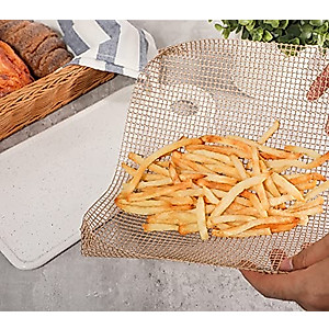Kamehame Grill Mesh Basket, Pack of 4 Non-Stick Meat Vegetable Grill Tray for Grilling and Baking, Oven Crisper Basket for Crisp up Pizza, Fries, Chips