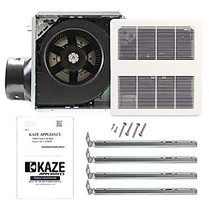 KAZE APPLIANCE SEP120 | 120 CFM | 0.3 Sone Ultra Quiet | Energy Star-Certified Energy-Saving Bathroom Exhaust Ventilation Fan