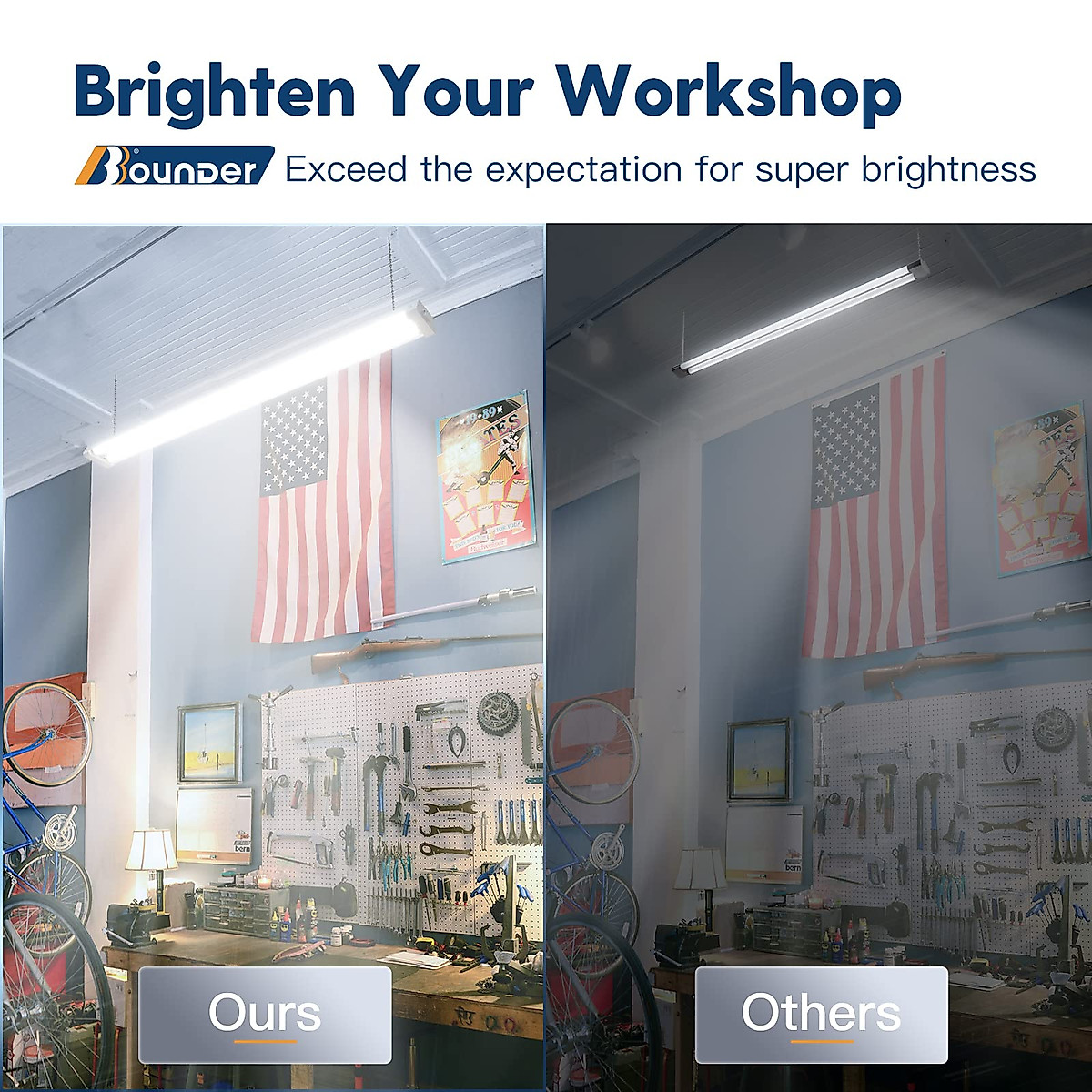 42W Linkable LED Shop Light for garage BBOUNDER 48 Inch 4FT 5000K LED Work Shop Light LED Utility Shop Light Ceiling Fixture (10 Pack)