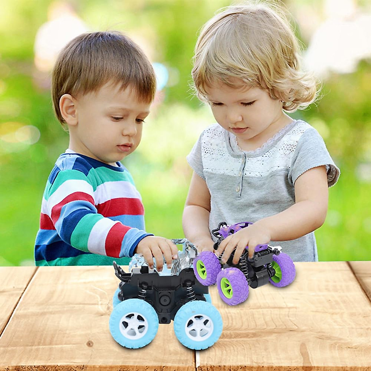 4-Pack Friction-Powered Monster Trucks with 360-Degree Rotation, Durable Toys for Boys and Girls Ages 3-12