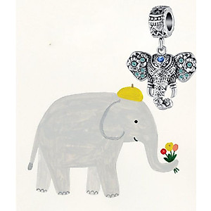 MZC Jewelry Lucky Elephant Charm for Pandora Bracelet Good Luck Animal Dangle Bead for Mom Daughter Sister Women Birthday