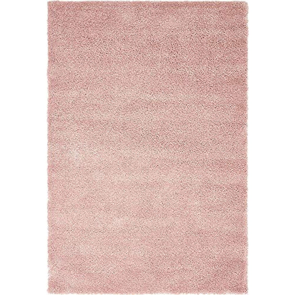 Unique Loom Solo Collection Solid, Plush, Kids, Modern Area Rug, 5 ft x 7 ft 7 in, Pink
