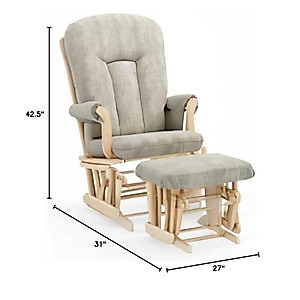 Dutailier Alice 3194 Glider Multiposition-Lock Recline with Ottoman (Natural/Light Grey