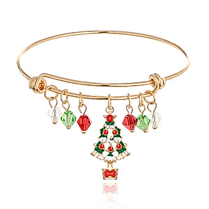 9 Pcs Christmas Expandable Charm Bracelet Thanksgiving Xmas Holiday Bracelets Jewelry Set for Women