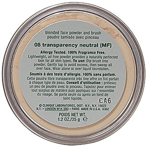 Clinique Blended Face Powder plus Brush, No. 08 Transparency Neutral, 1.2 Ounce