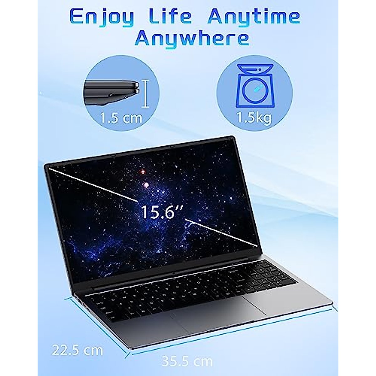 SAINTDISE 15.6 Inch Laptop PC Built with Intel Cerelon N5095(UP to 2.9Ghz) 4-Core CPU Laptops 16GB RAM 512GB ROM UHD Notebook Computer WiFi5 Bluetooth 4.2 Webcam,Fingerprint Unlock