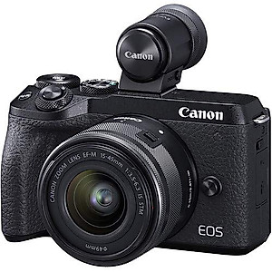 Canon EOS M6 Mark II Mirrorless Digital Camera with 15-45mm Lens and EVF-DC2 (Black) International Model (Renewed)
