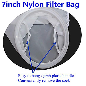 Honritone Nylon Mesh Filter Socks 50 Micron 7 inch Ring Water Liquid Filter Bags by 32 Inch Long Bag - 1 Pack (50 Micron/um 7 x 32 Inch)