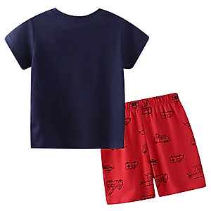 BIBNice Toddler Boys Clothes Kids Summer Short Sleeve Little Boys Clothing Sets Firetruck Size 3T