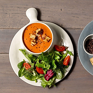 DEMDACO Artisan Divided Glossy Cream 9 x 9 Ceramic Stoneware Soup and Sandwich Plate