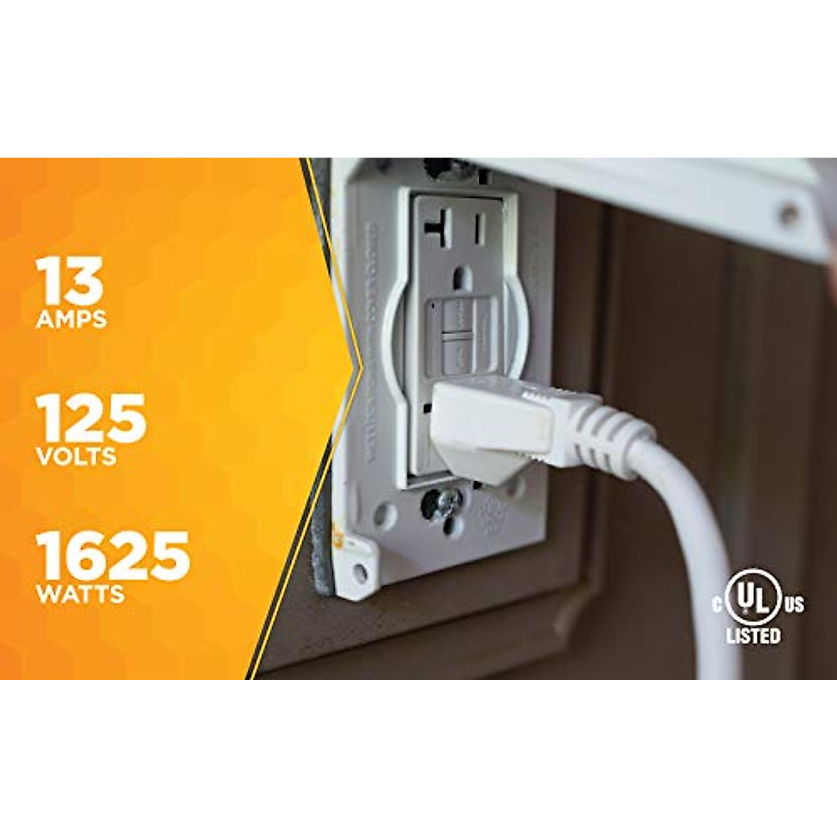 Woods Light Duty Extension Cord, 20Ft, 16 Gauge, 3 Conductor, Landscape and Patio Cord, SJTW, White, 23528801