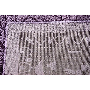 Unique Loom La Jolla Collection Farmhouse, Contemporary, Botanical, Traditional, Vintage Area Rug, 10 x 13 ft, Violet/Dark Purple