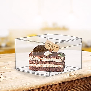 Oomcu 40 Pack Clear PET Plastic Boxes,Transparent Favor Candy Bakery Mini Cake Cookie Donut Dessert Macaron Pastry Gift Packaging Box Container for Wedding Baby Shower Birthday Party(4" x 4" x 2.5")