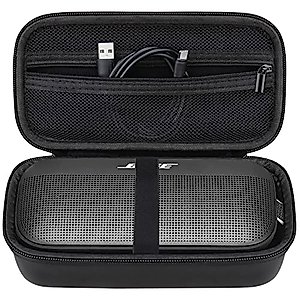 Elonbo Speaker Travel Case for Bose SoundLink Flex Bluetooth Portable Speaker, Outdoor Travel Wireless Waterproof Speaker Carrying Bag Storage Holder, Mesh Pocket for USB Type C Cable Charger, Black