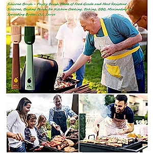 Silicone Basting Brush and Pastry Brush for Baking, Use as BBQ Grill Brush, Turkey Baster, Oil Brush for Cooking Brush - Food Brush - Sauce Brush for Kitchen - Silicone Brush Cooking (Green)