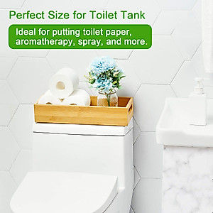 VITVITI Toilet Tray, Bamboo Toilet Paper Storage with Handles, Toilet Paper Tray Holder Organizer Basket for Toilet Tank/Bathroom/Kitchen Counter, Natural,14.9x5.9 Inch