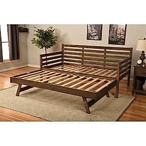 Kodiak Furniture Boho Wood Daybed with Pop Up Trundle in Walnut Brown Finish