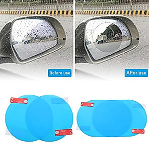 shlutesoy 2Pcs Car Rearview Mirror Film,Clear Waterproof Anti Fog Car Rearview Mirror Protective Film Rain Shield Oval 2pcs