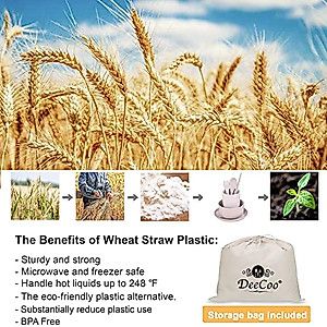DeeCoo Wheat Straw Dinnerware Sets of 4 (24pcs), Unbreakable and Lightweight Serving Bowls, Cups, Plates, Chopsticks, Forks, Spoons Set, Microwave & Dishwasher Safe Dish Bowl for Kids or Picnics