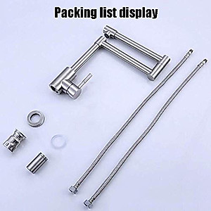 ShiSyan Y-LKUN Taps Sink Faucet Kitchen Faucet Folding Stretchable Stainless Steel Kitchen Sink Faucet Single Handle 360 ° Rotation Modern Style Brushed Nickel